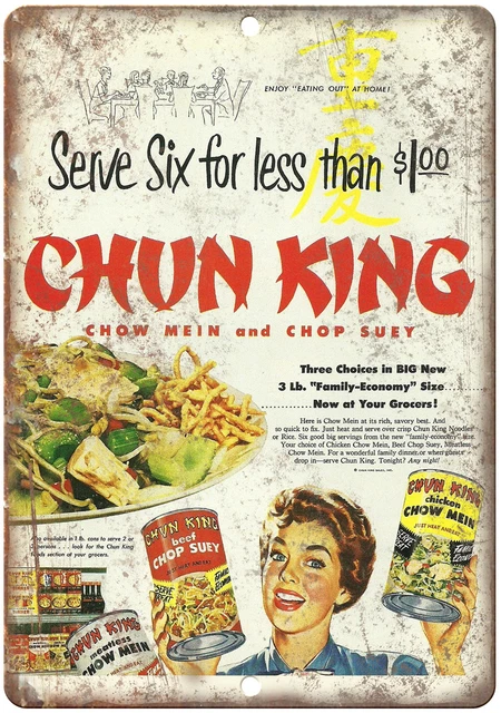 PANNEAU MÉTALLIQUE DE reproduction Chun King Chow Mein Chop Suey 10" X ...