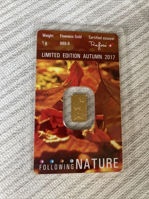 GOLDBARREN ARGOR-HERAEUS FOLLOWING Nature Herbst 2017 GOLD BARREN 1g 1 ...