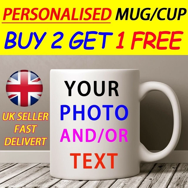 PERSONALISED PHOTO MUG Custom Photo Name Logo Text Gifts Your Own ...