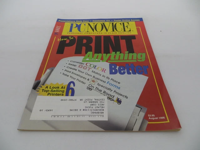 PC NOVICE PERSONAL Computers In Plain English Magazine August 1996 ...