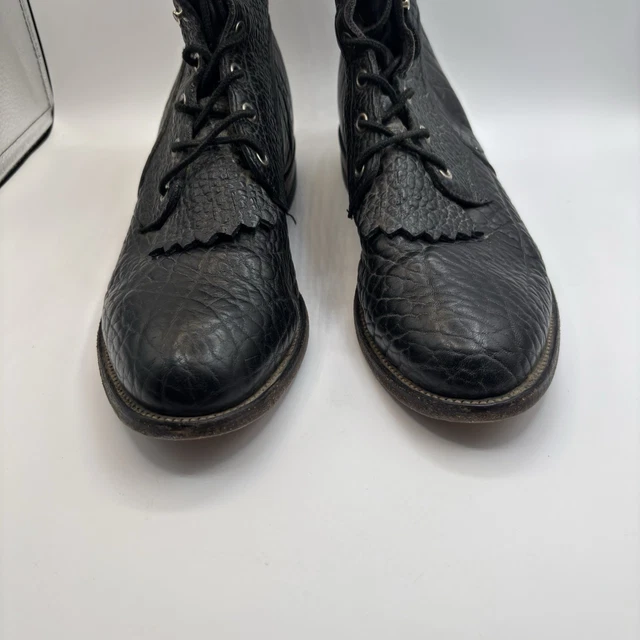 JUSTIN BOOTS MEN Black Bullhide Leather Lace Up Style 522 Kiltie 11 D ...