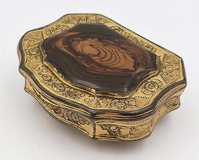 GEORGIAN GILT COPPER & Agate Snuff Box 18Th Century £375.00 - PicClick UK