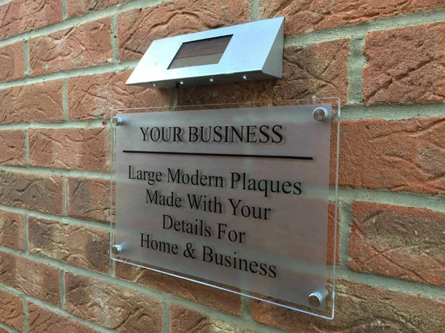 SOLAR POWERED LED Business / Commercial A4 Sign Plaque, Glass Acrylic ...