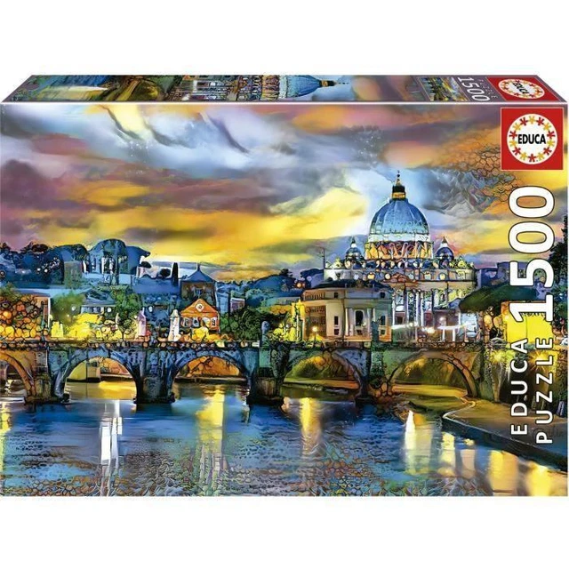 PUZZLE 1500 PIECES - EDUCA - BASILIQUE SAINT-PIERRE ET PONT SAINT-ANGE ...