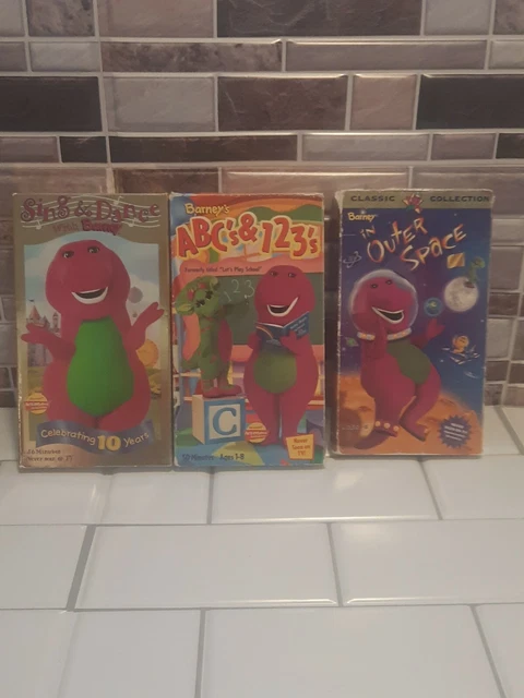 BARNEY VHS LOT OF 3 Sing and Dance,ABC's&123's,Barney in Outer Space ... BARNEY VHS LOT OF 3 Sing and Dance,ABC's&123's,Barney in Outer Space ...
