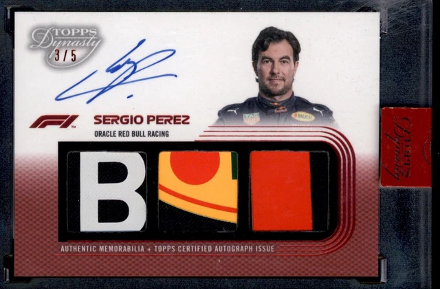CARTA AUTOGRAFA SERGIO Perez /5 Dynasty Triple Relic 2022 Topps Dyansty ...