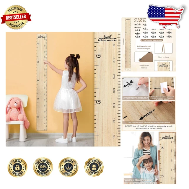 CLASSIC WOODEN RULER Growth Chart for Kids - 77.95 Inches Height ...