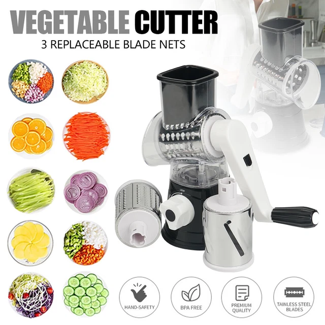 ROTARY CHEESE GRATER Hand Crank Stainless Steel Vegetable Food Chopper ...