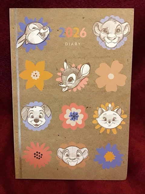 DISNEY CLASSICS DIARY 2026 A5 Day A Page Hardback Bambi Dumbo Lion King ...