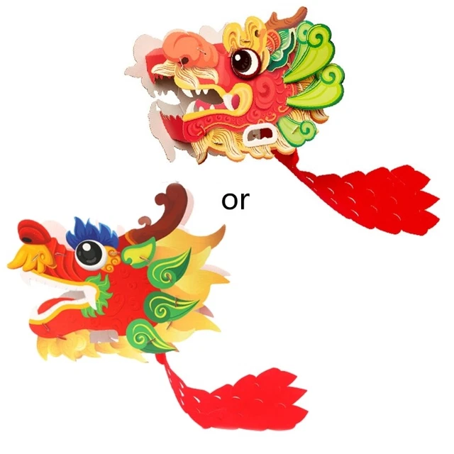 PAPER DRAGON HEAD Mask, Paper Dragon Head Mask Kits Chines New Year ...