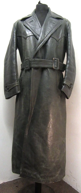 VINTAGE WW2 GERMAN Heavy Horsehide Leather Trench Coat Size Ukm, Ace ...