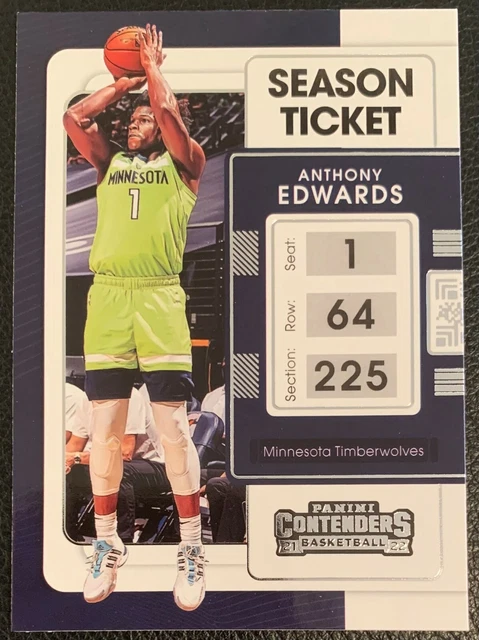2021-22 CONTENDERS ANTHONY Edwards Minnesota Timberwolves Season Ticket ...