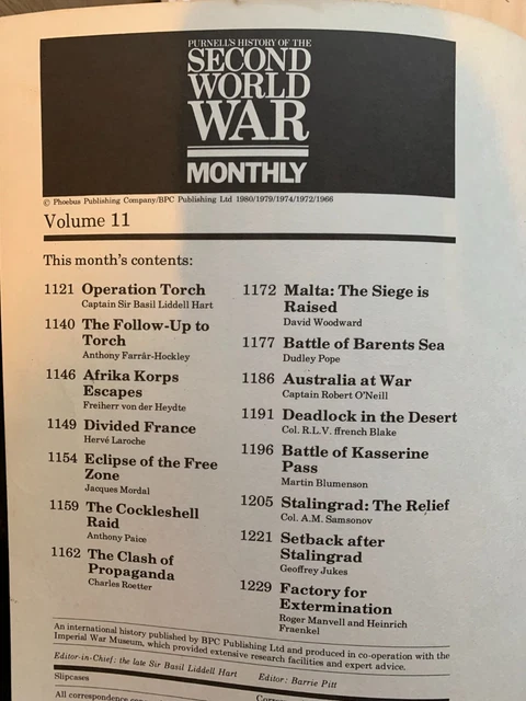 PURNELL'S HISTORY OF the SECOND WORLD WAR Monthly Volume 11 Stalingrad ...