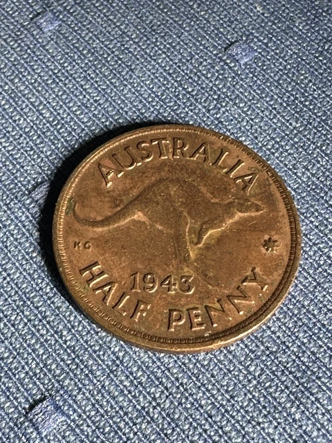 1943 AUSTRALIA (1/2) Half Penny, Perth Mint, Great Detailed Rare Coin ...