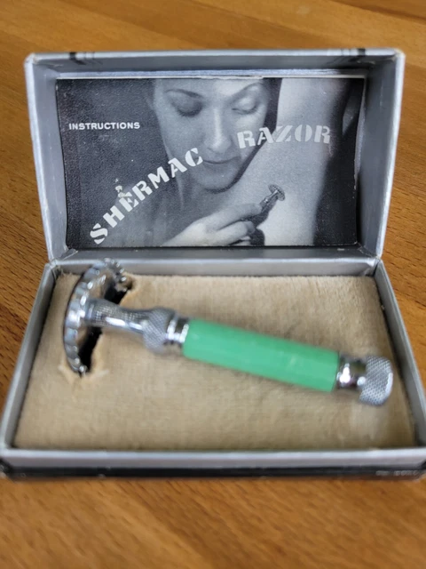 VINTAGE SHERMAC ROUND Razor With Box And Instructions $25.00 - PicClick