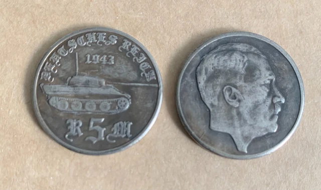 5 MARK GERMAN Coin Hitler Panzer Swastika Nazi Tank Ww2 Reichsmark £62. ...