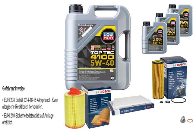 BOSCH INSPECTION SET 8L Liqui Top Moly Tec 4100 5W-40 pour Mercedes ...