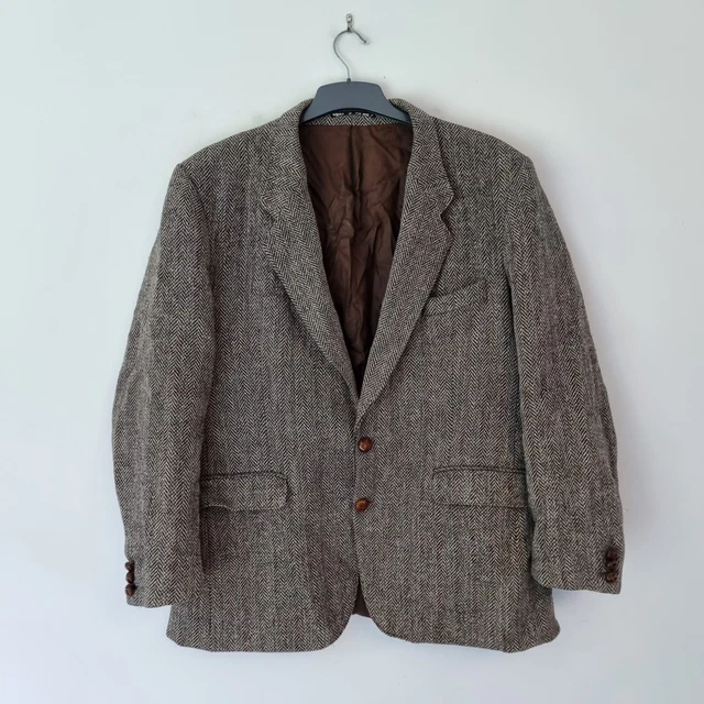 HARRIS TWEED JACKET Size 44R Herringbone Vintage Gentlemans Country Clothing Bhs £90.00 ...