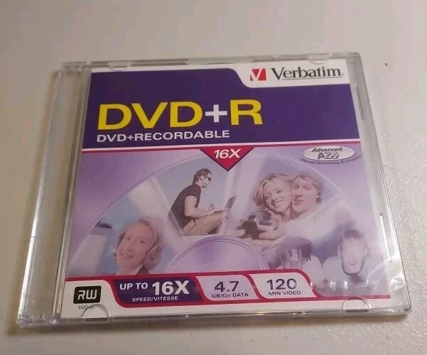 1 DISC VERBATIM DVD+R 120 min 4.7GB 16X Recordable Blank Media $7.50 ...