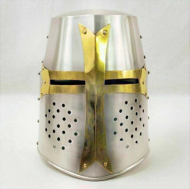 MEDIEVAL KNIGHT ARMOR Crusader New Templar Helmet Helm with Mason's ... MEDIEVAL KNIGHT ARMOR Crusader New Templar Helmet Helm with Mason's ...