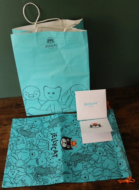 JELLYCAT NEW DUST bag & gift note card with used gift paper bag £10.00 ...