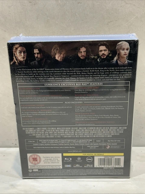 GAME OF THRONES Blu-Ray SEASON 3 + Bonus Disc Complete Third Series Box ...