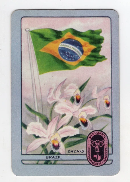 1956 MELBOURNE OLYMPIC Swap Card. Flag Brazil, Orchid EUR 7,36 ...