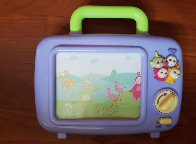 TELETUBBIES 1996 WIND Up TV Television Musical Suitcase With Scrolling ...