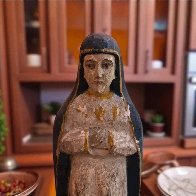 ANCIENNE STATUE RELIGIEUSE de la Sainte vierge en bois EUR 89,00 ...