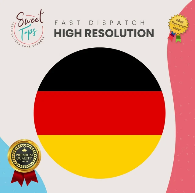 GERMAN FLAG ROUND Edible Birthday Cake Topper Decoration Personalised £ ...