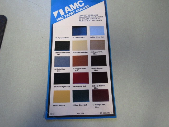 1982 AMERICAN MOTORS AMC Eagle Concord Exterior Paint Color Chip ...