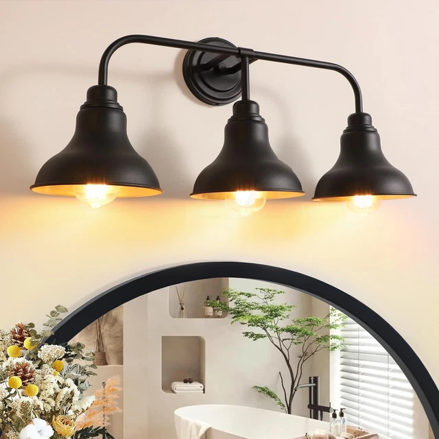 25& FARMHOUSE BATHROOM Vanity Light Fixtures, 3-Light Bathroom Light ...