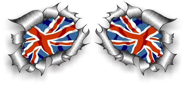 PEQUEÑO PAR STD Rip Rasgado Metálico Union Jack Británico GB Flag ...