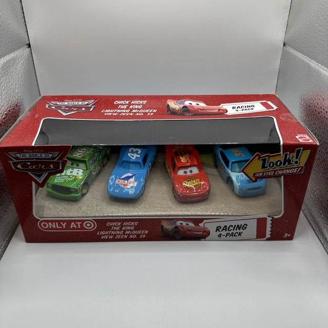 DISNEY PIXAR CARS Racing 4 Pack Chick King Seen McQueen Lenticular ...