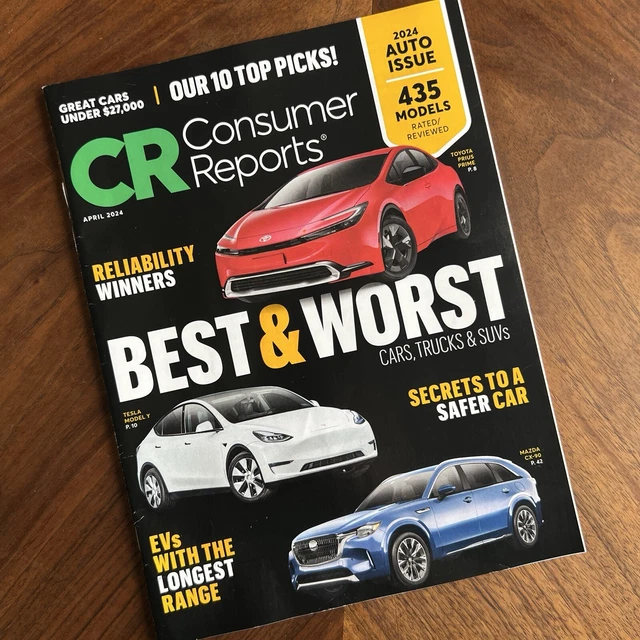 CONSUMER REPORTS APRIL 2024 Annual Auto Issue Best & Worst 435 Models £ ...
