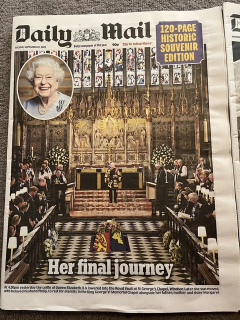 BRITISH NEWSPAPER DAILY Mail Queen Elizabeth II State Funeral Edition ...
