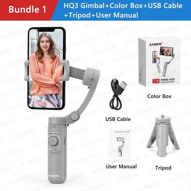 3-AXIS GIMBAL HANDHELD Self Stabilizer with Tripod, Selfie Stick Vlog ...