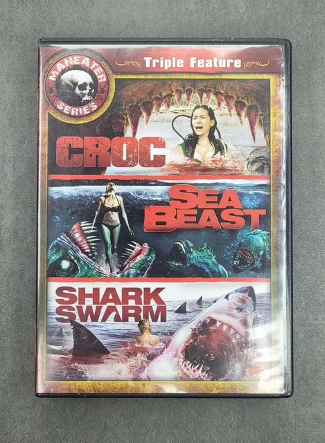 MANEATER SERIES TRIPLE Feature: Croc / Sea Beast / Shark Swarm DVDs $9. ...