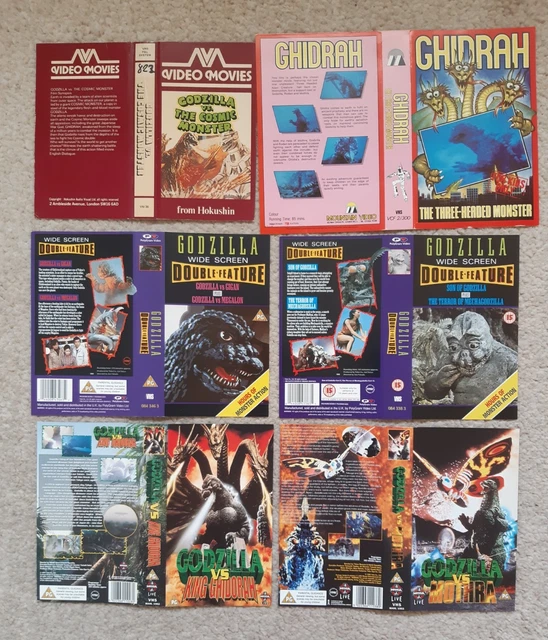 6 X VINTAGE Godzilla VHS Video Cover Sleeves - 1980s and 1990s Toho ...