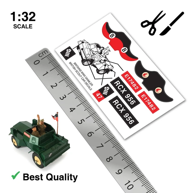 1:32 SCALE BRITISH WW2 Daimler Scout Car Sticker Set (Quality) Britains ...