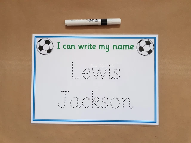 FOOTBALL NAME TRACING Card, EYFS, Early learning, personalised teaching ...
