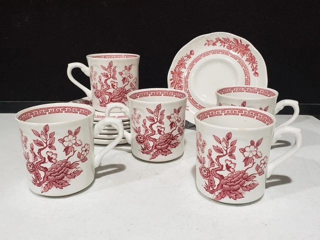 VINTAGE J&G MEAKIN Ironstone INDIAN Red Pattern 5 CUPS AND 7 SAUCERS £ ...