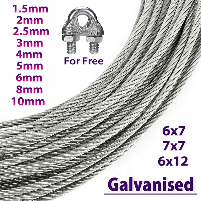 GALVANISED STEEL WIRE Rope Metal Cable Rigging 7 x 7 1mm 2mm 3mm 4mm ...