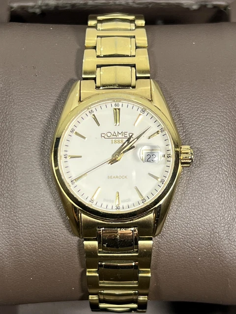 ROAMER SEAROCK WOMEN’S Gold Date Quartz Bracelet Watch 210844482520 ...