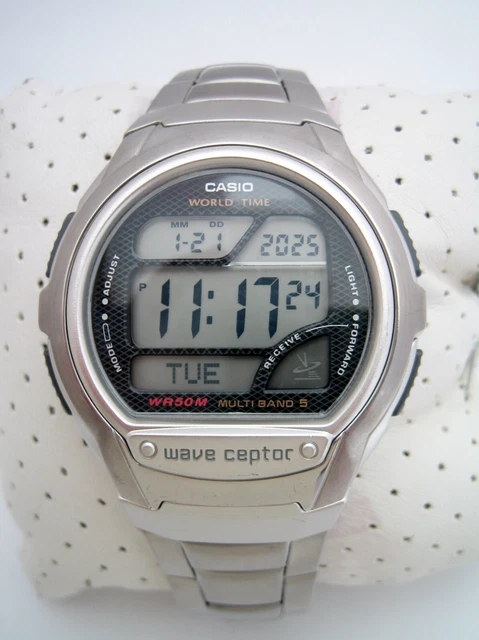 CASIO WAVE CEPTOR Atomic Digital Watch Wv-58Rd-1Aef Stainless Steel ...