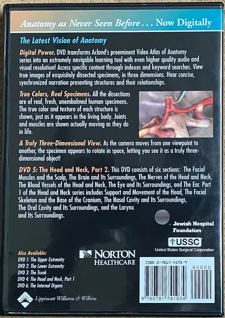 ACLAND'S ATLAS OF Human Anatomy DVD No. 5 The Head And Neck Part 2 EUR 9,42 - PicClick IT