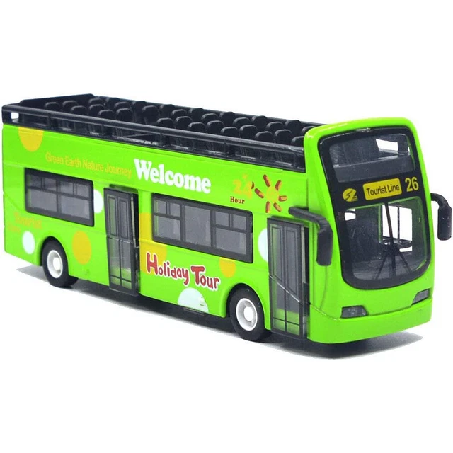 1/32 SCALE BUS Toy Sightseeing Double Decker City Open Top Model Cars ...
