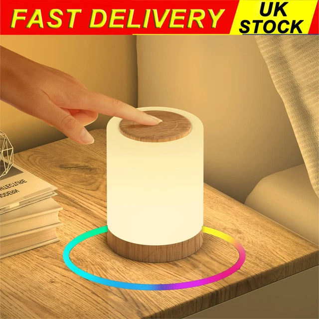 RGB LED TABLE Lamp Touch Night Light Rechargeable Portable Beside Lamp ...