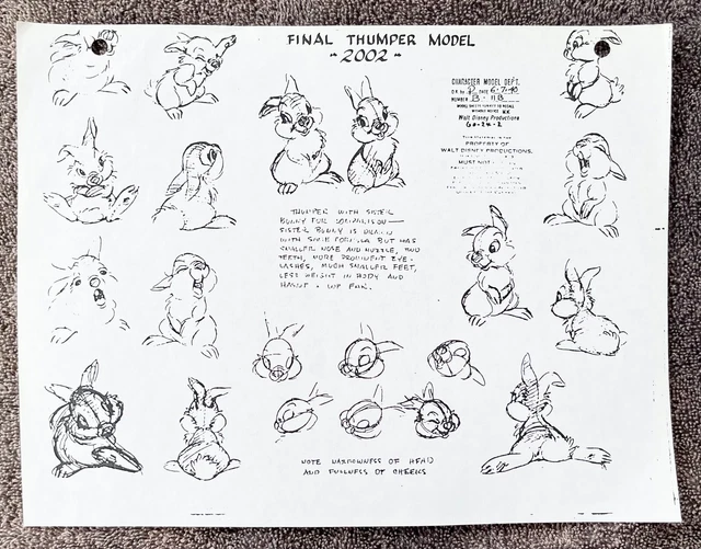 BAMBI FINAL THUMPER MODEL SHEET Rabbit DISNEY Animation Research ...