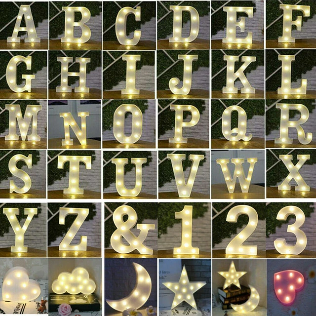 LED LETTER ALPHABET Lights Numbers Light Up White Letters Standing ...